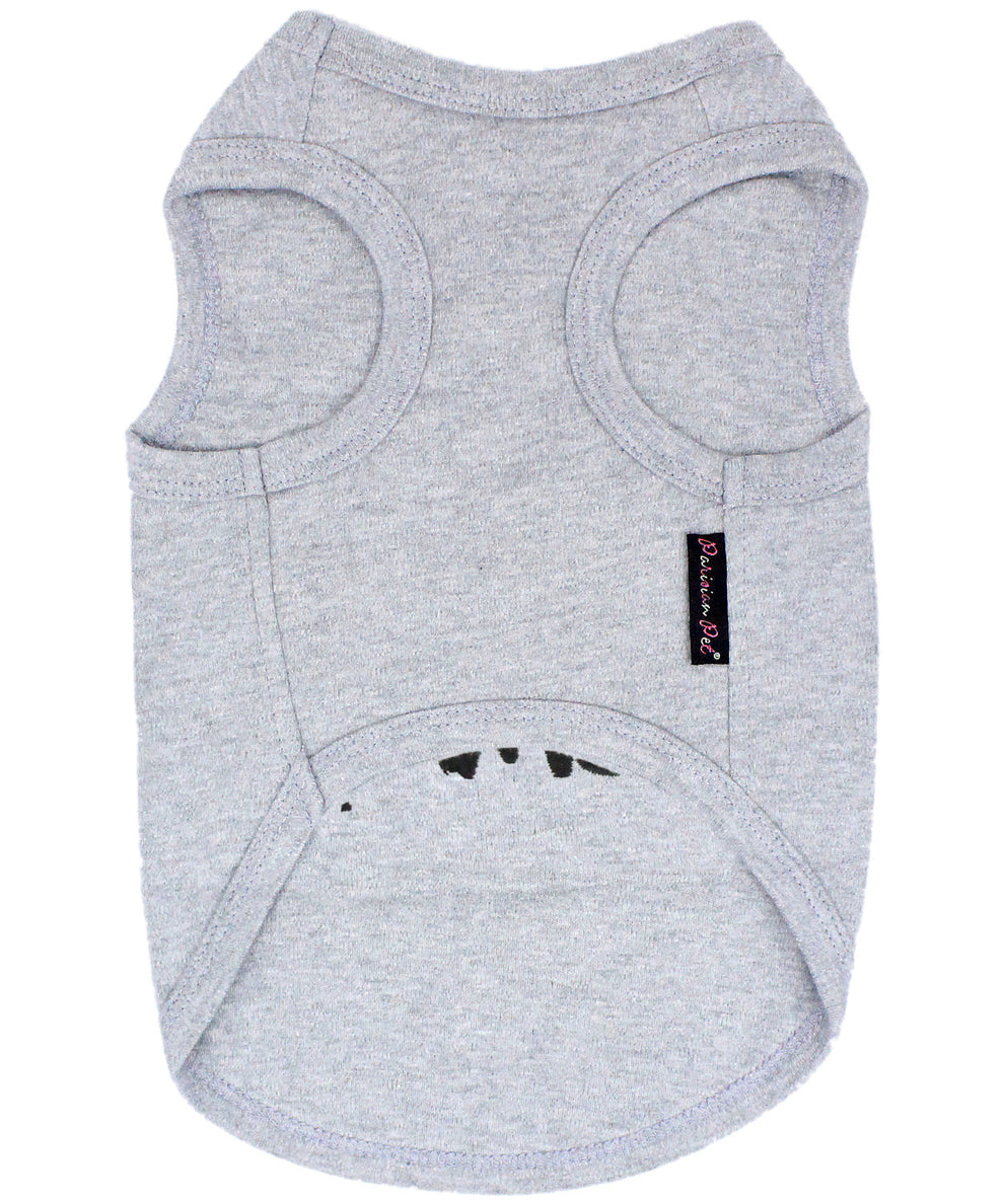 Parisian Pet 'I Love Mommy' Embroidered Dog T-Shirt – Soft Cotton, Gray
